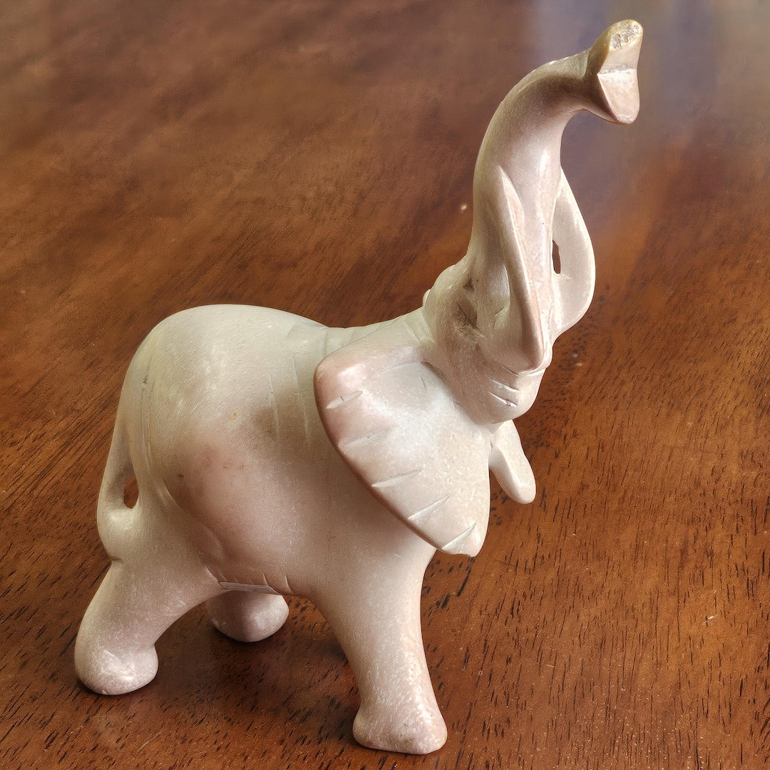 Natural Soapstone Elephant Sculpture - Stone Elephant Carving ...