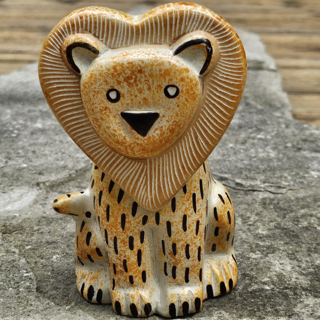 Hand-carved Sitting Lion Soapstone Figurine, Cute Lion Sculpture ...