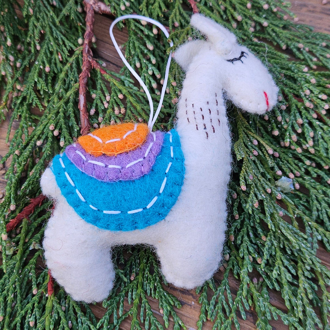 Llama Christmas Ornament - Felt Christmas Ornament - Made in Nepal ...