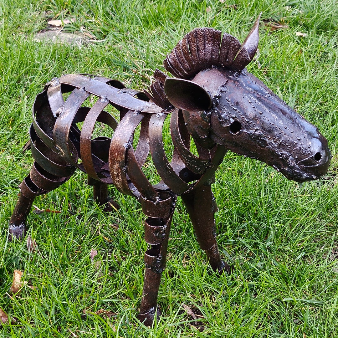 Handcrafted Recycled Metal Zebra Sculpture, Upcycled Oil Drum Zebra Art ...