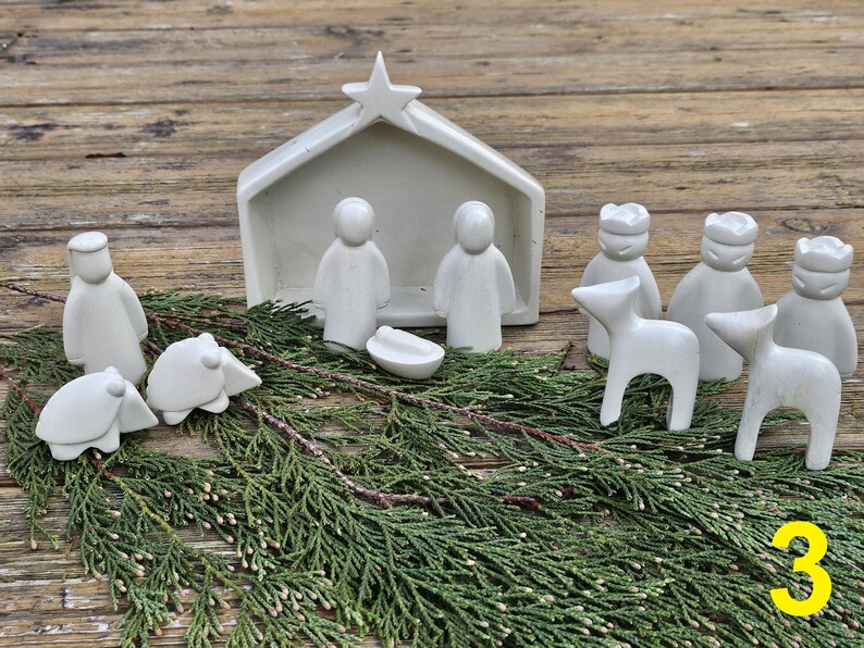 12-piece Natural Soapstone Nativity Set, Unique Christmas Nativity ...