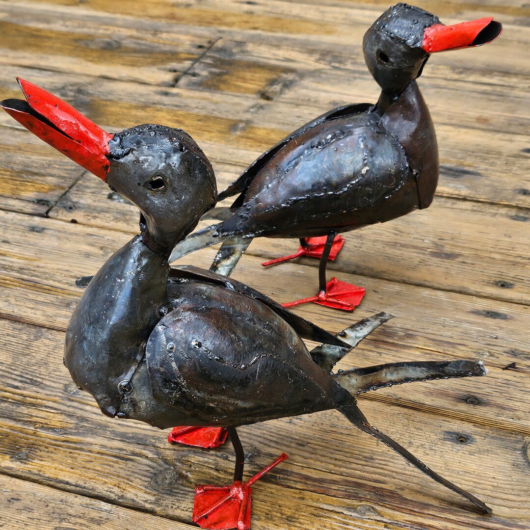 Recycled Metal Duck Sculpture, Upcycled Oil Drum Duck Garden Art ...