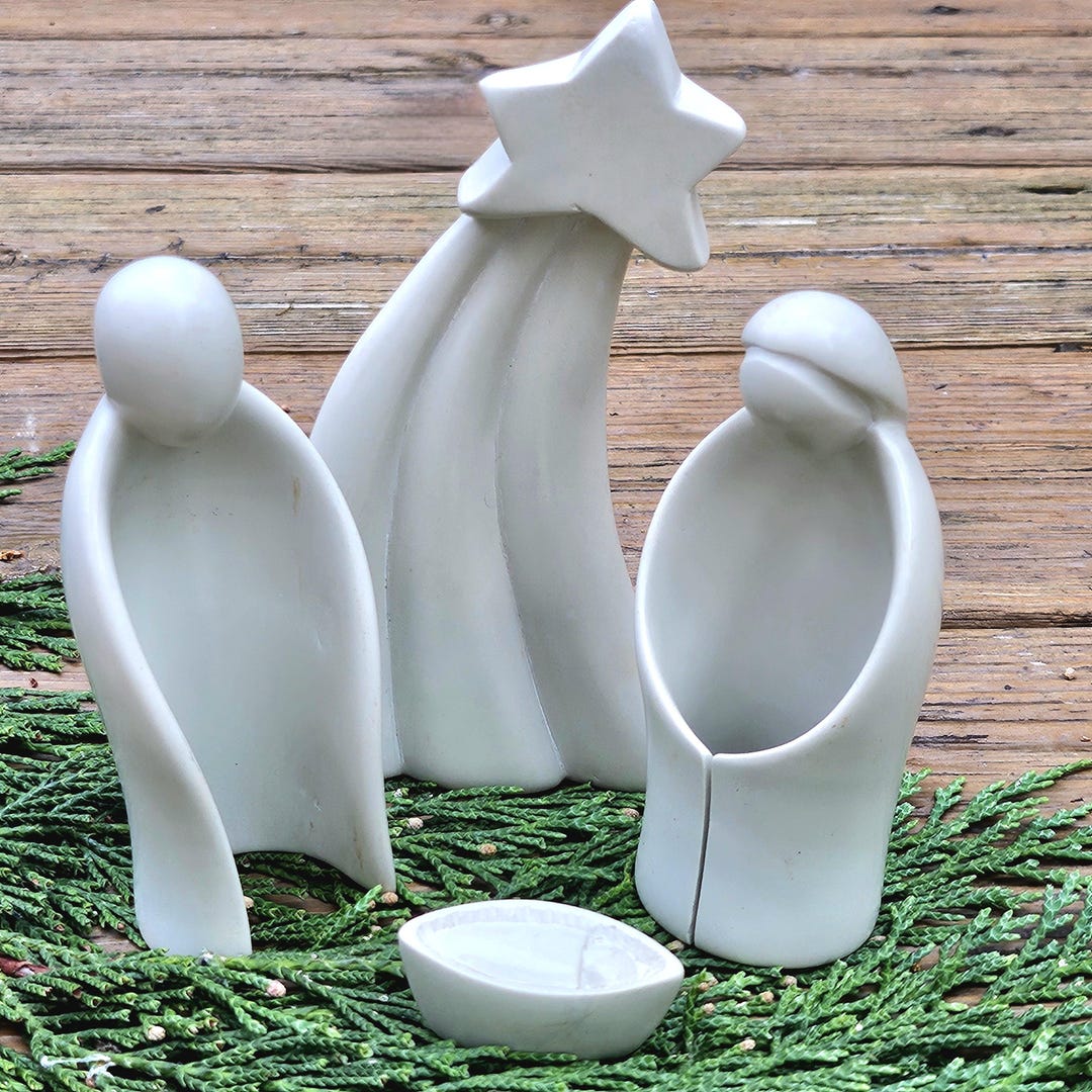 4-piece Natural Soapstone Nativity Set With Star, Unique Christmas ...