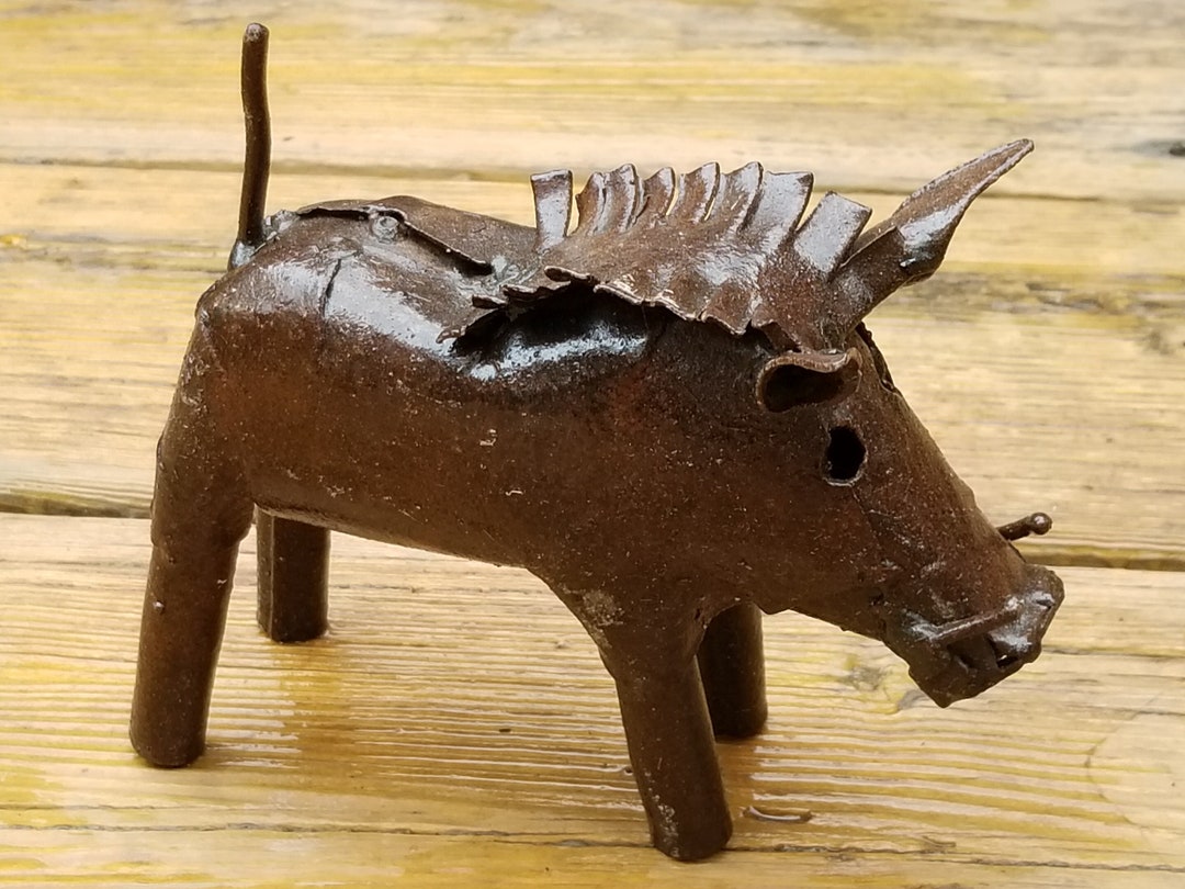 Rustic Metal Warthog Sculptures, Handcrafted in Zimbabwe From Recycled ...