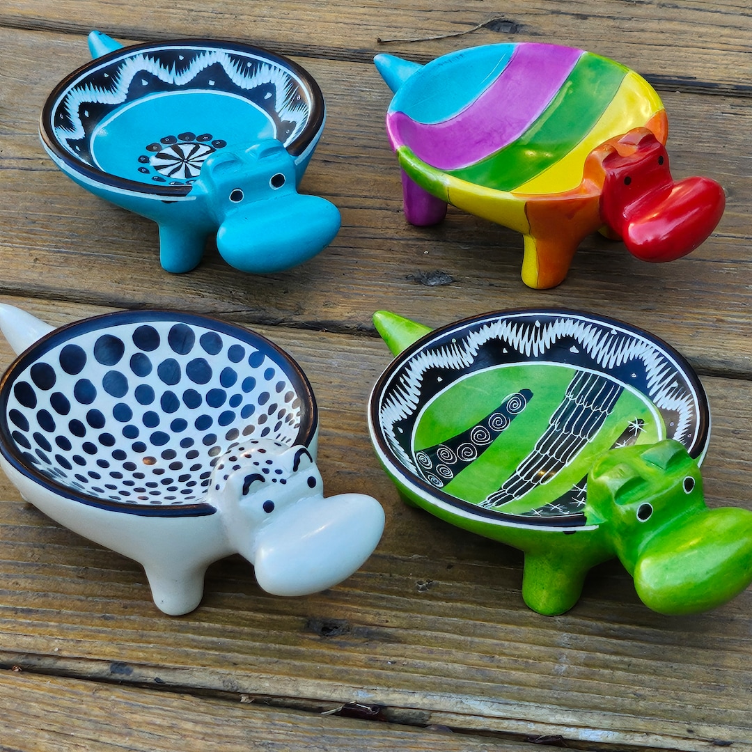 Soapstone Hippo Bowl (5" Long), Hand Carved Stone Hippo Jewelry Holder ...