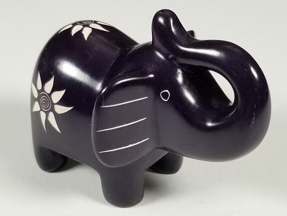 Hand Carved Purple Soapstone Elephant Figurine With Trunk Up - Etsy