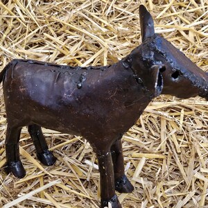 Handcrafted Rustic Metal Cow Statue, Upcycled Steel Cow Sculpture, Cow ...