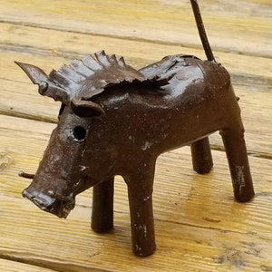 Rustic Metal Warthog Sculptures, Handcrafted in Zimbabwe From Recycled ...