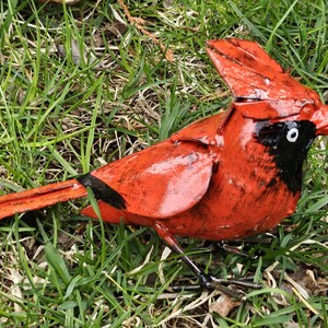Recycled Metal Cardinal Garden Sculpture, Handcrafted Metal Cardinal ...