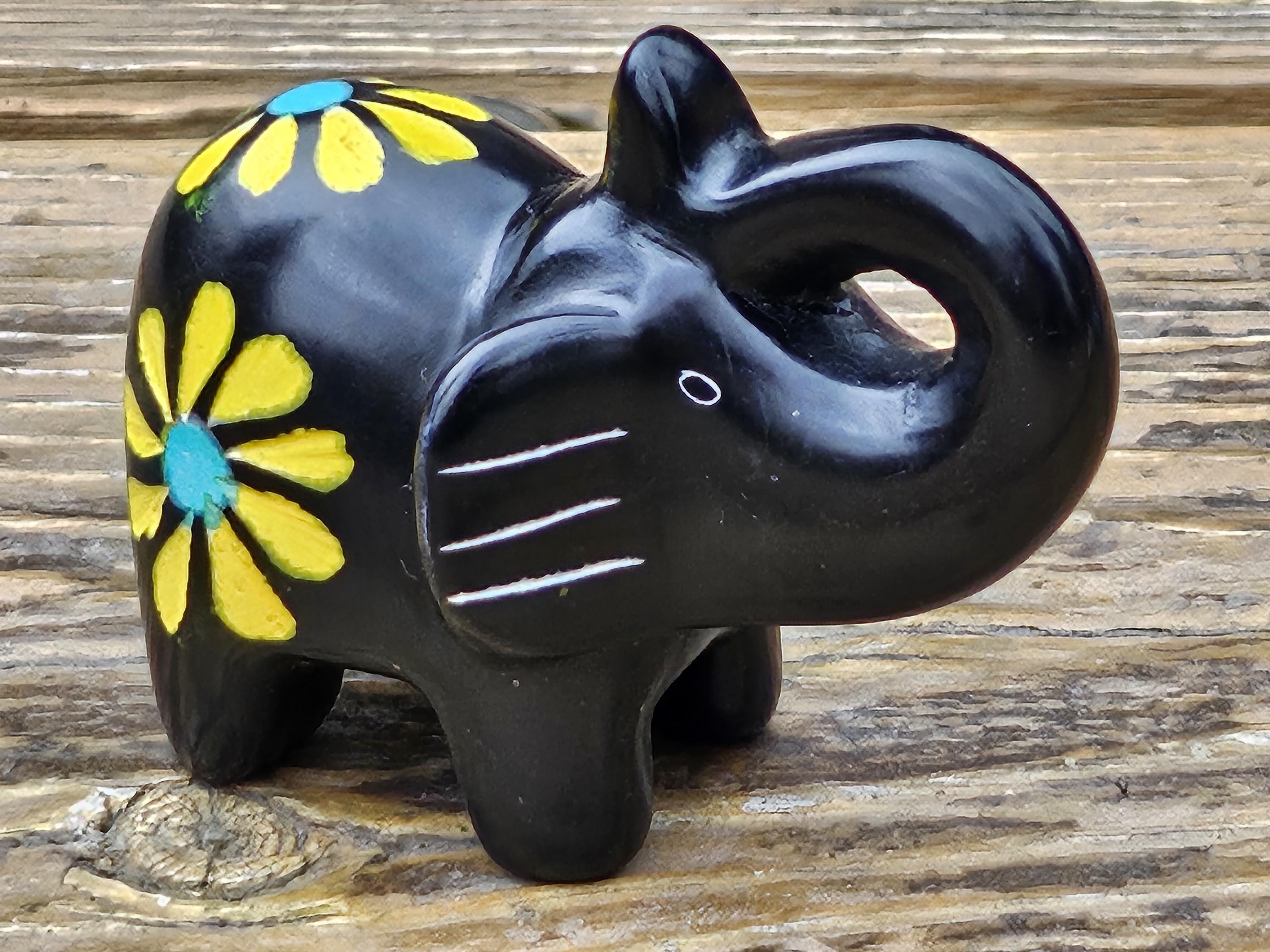 Colorful Mini Soapstone Elephant Figurine, Mini Lucky Elephant Statue ...