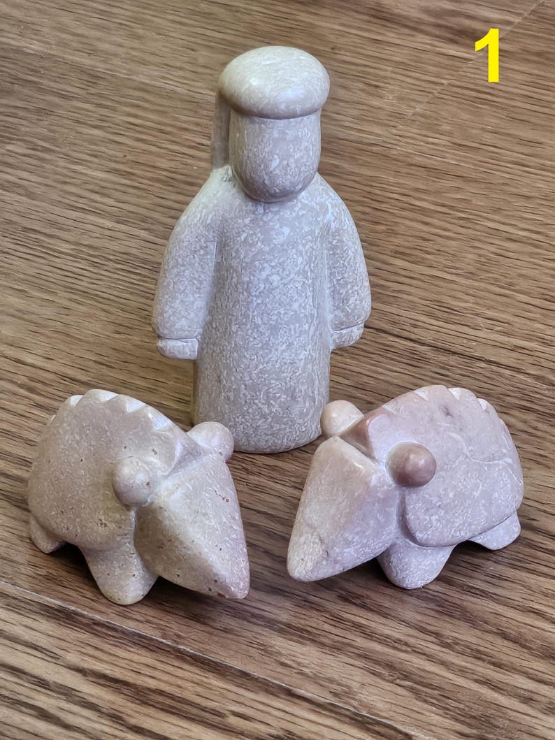 12-piece Natural Soapstone Nativity Set, Unique Christmas Nativity ...