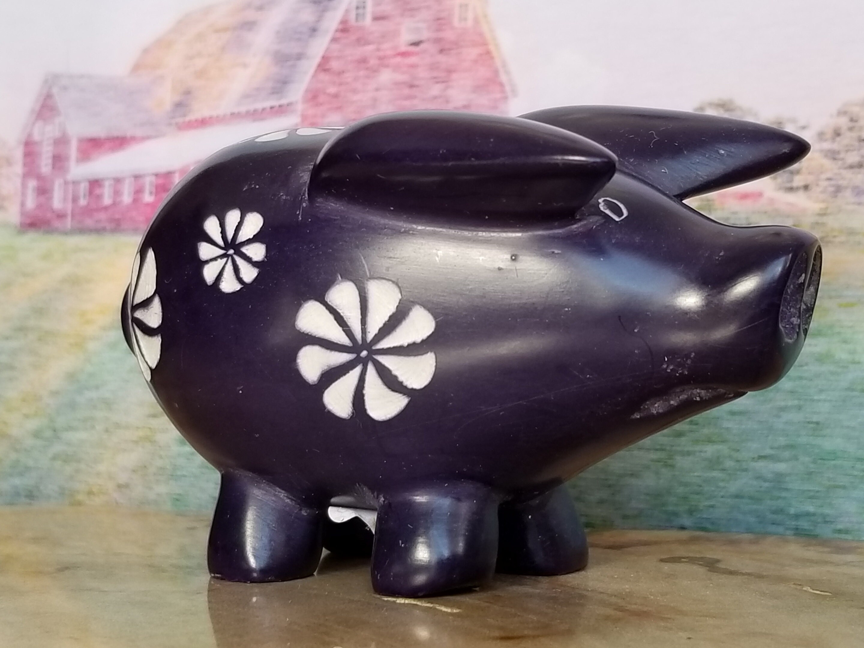 Curly Tailed Soapstone Pig Hand Made Stone Pig Figurine Pig - Etsy