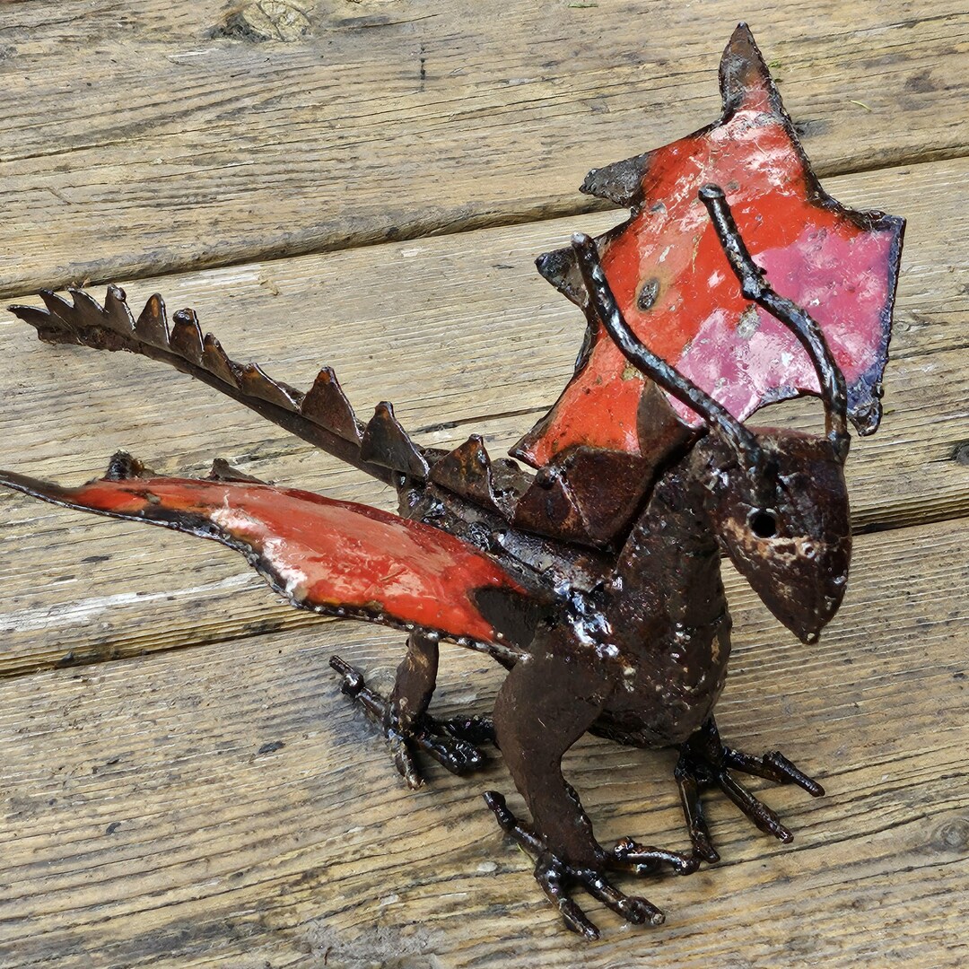 Handcrafted Recycled Metal Dragon Sculpture, Upcycled Oil Drum Dragon ...