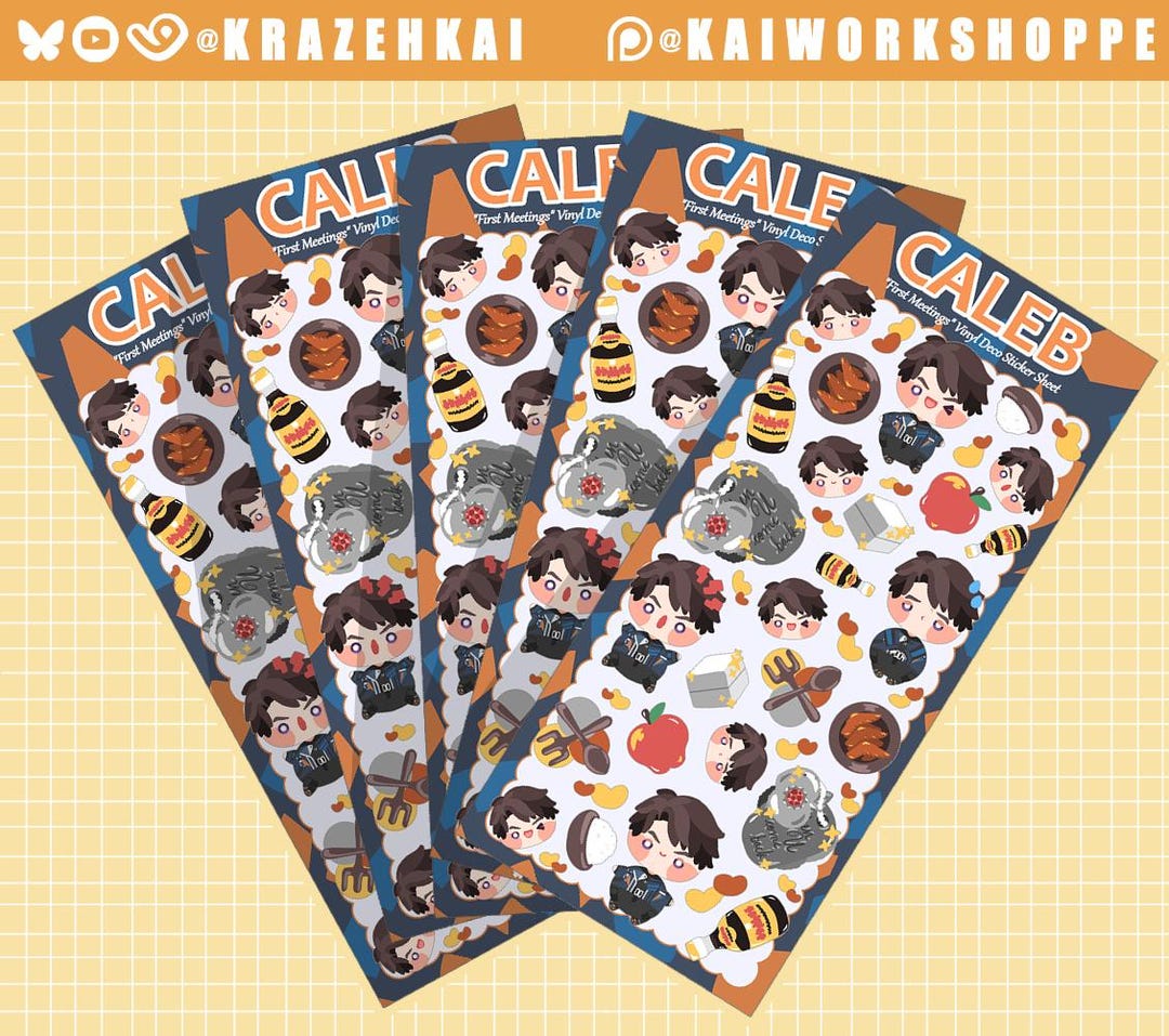 Caleb Vinyl Sticker Sheet - Etsy