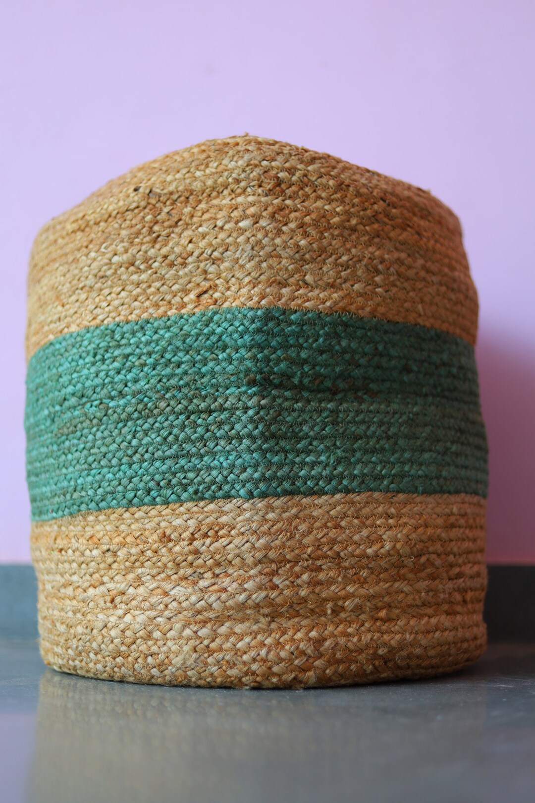 Jute poef Wasmand Jute mand ronde Tokri Maui ronde - Etsy Nederland