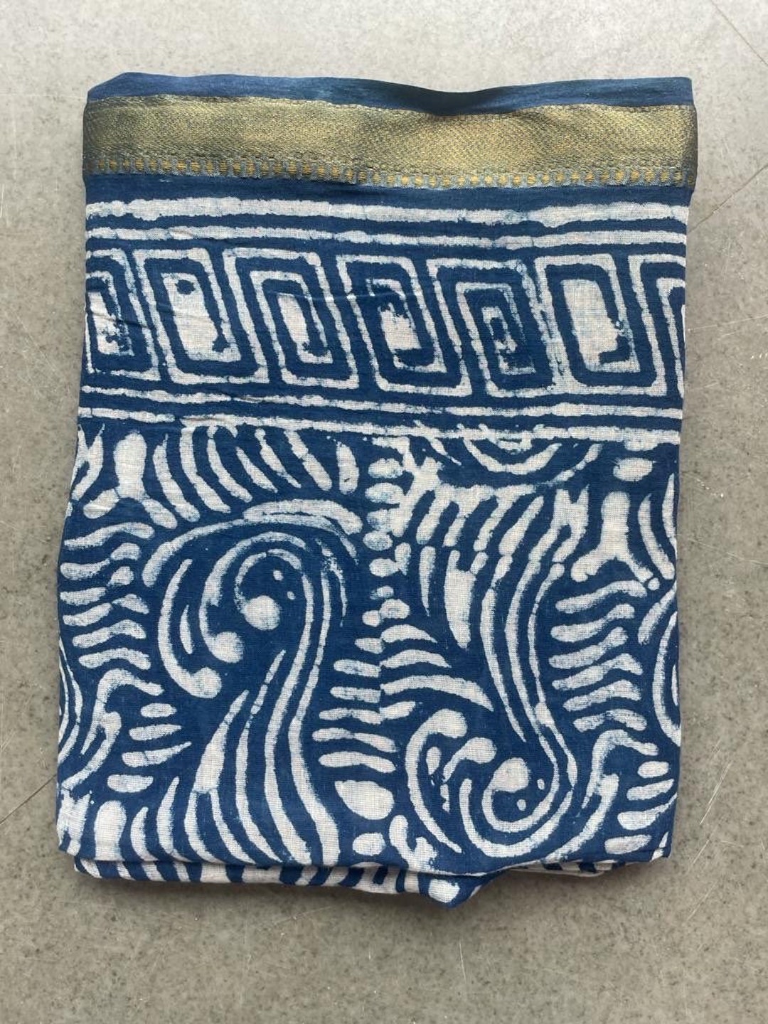 Indigo Blue Color Indian Hand Block Print Scarves Handmade Cotton ...