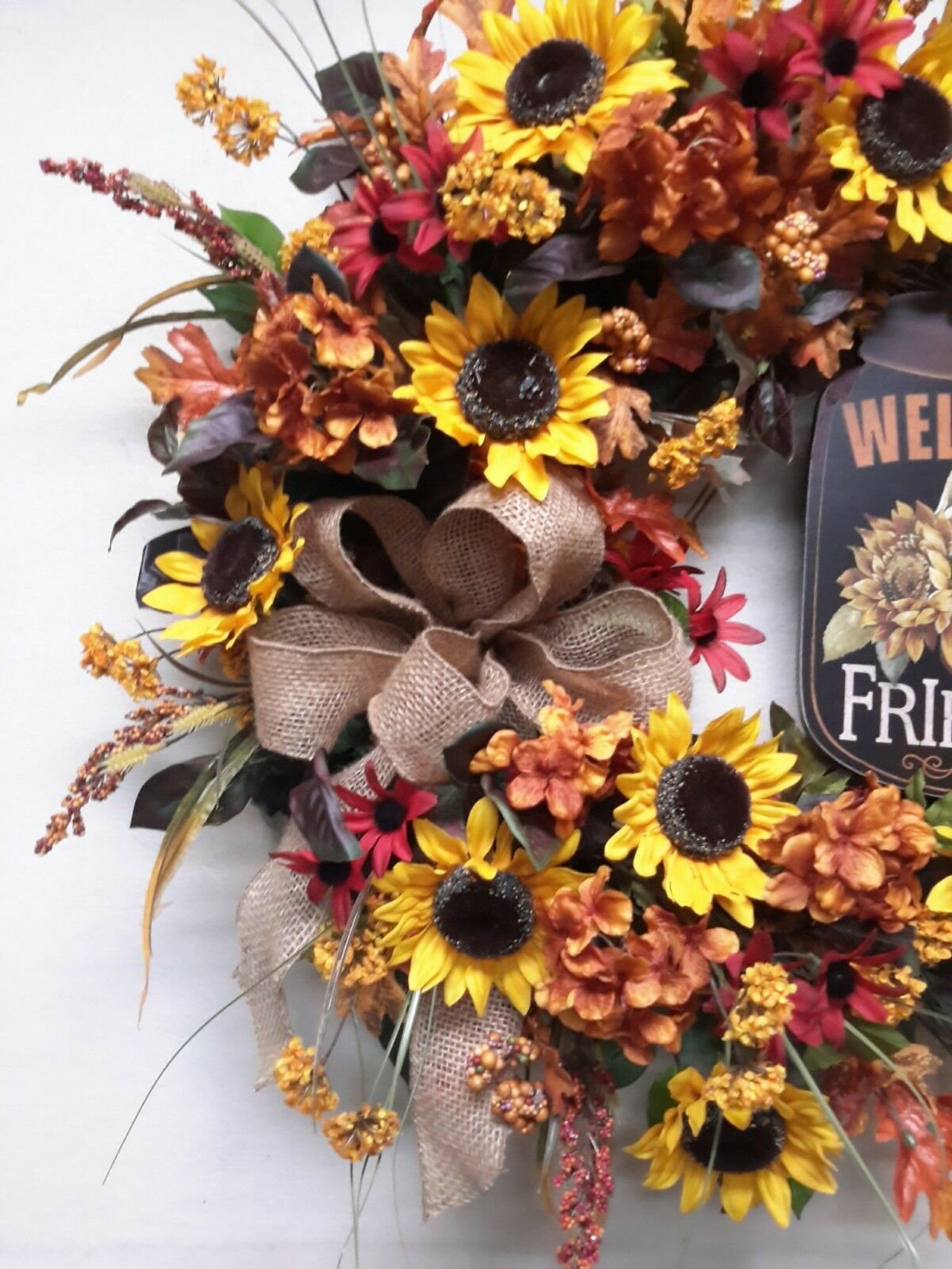 Flower Door Wreath Fall Autumn Wreath Sunflower Welcome Sign Wreath - Etsy