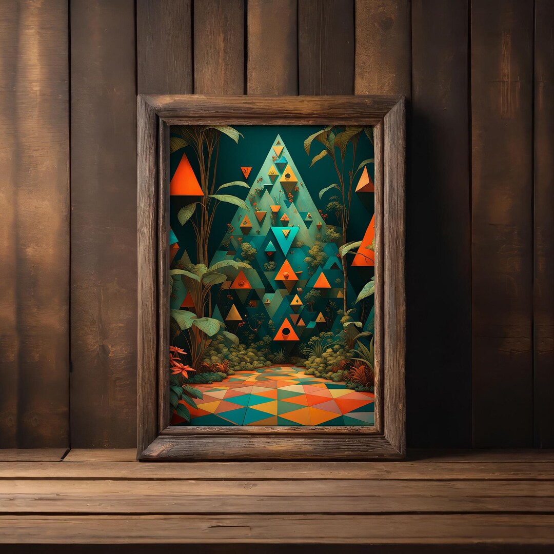 Geometric Jungle Printable Wall Art Modern Triangles Decor Modern Wall ...