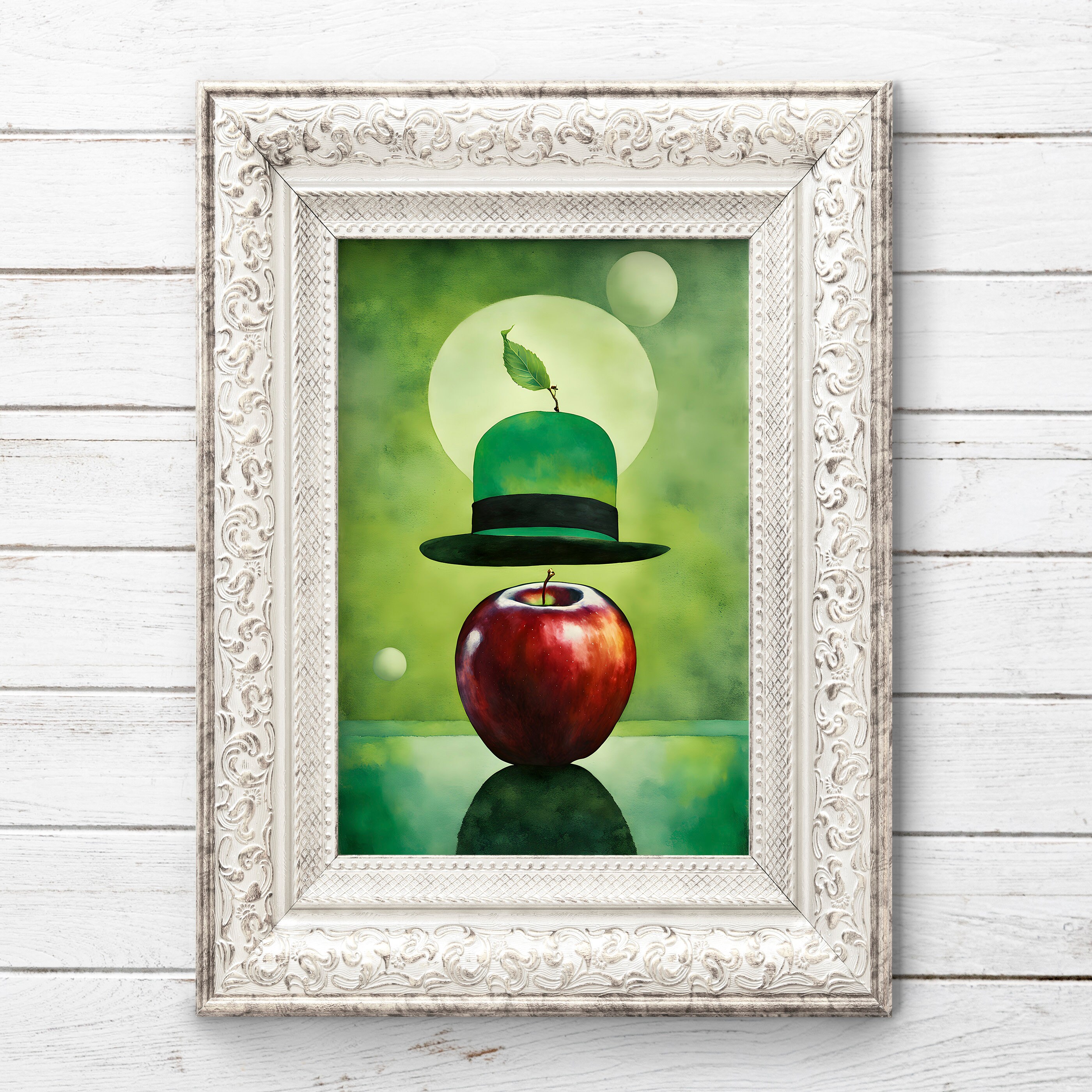 Bowler Hatted Apple Printable Digital Wall Art Eclectic Wall Art ...