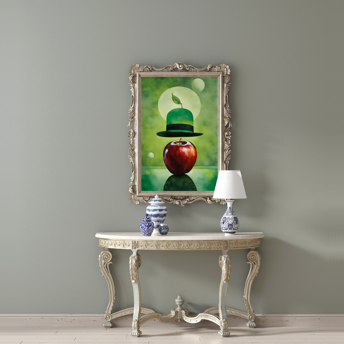 Bowler Hatted Apple Printable Digital Wall Art Eclectic Wall Art ...