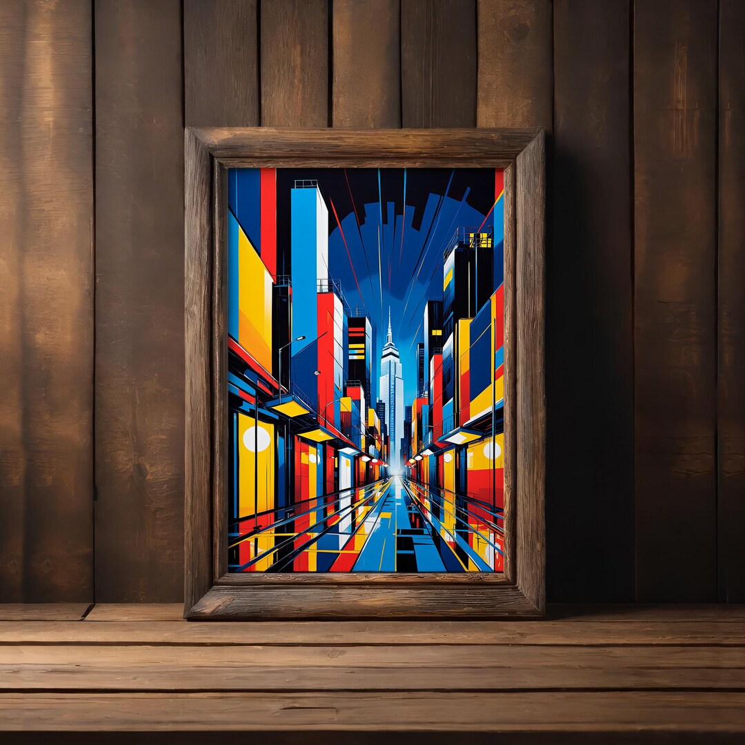 A Luminous Pop Art Mosaic City Printable Digital Wall Art Eclectic Wall ...