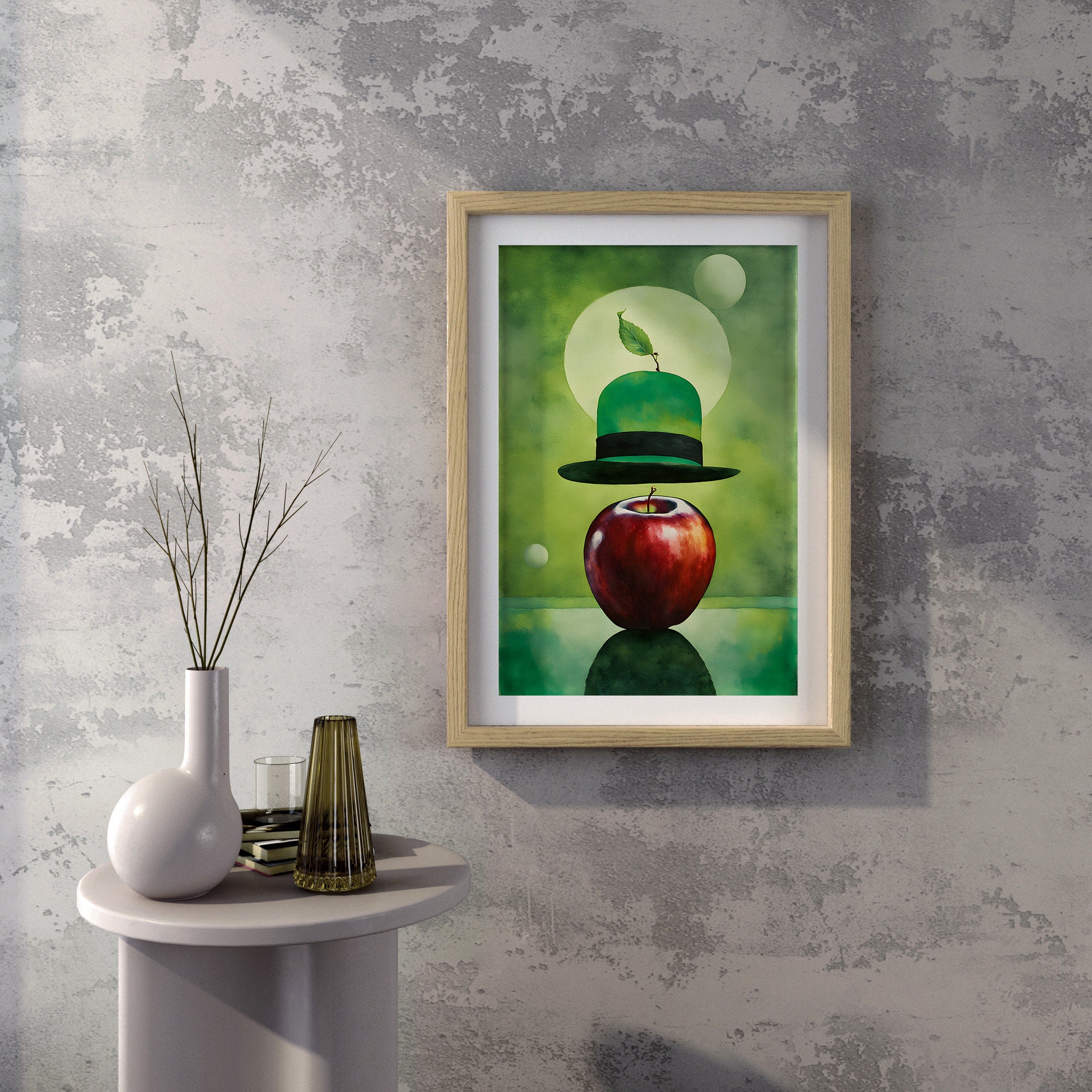 Bowler Hatted Apple Printable Digital Wall Art Eclectic Wall Art ...