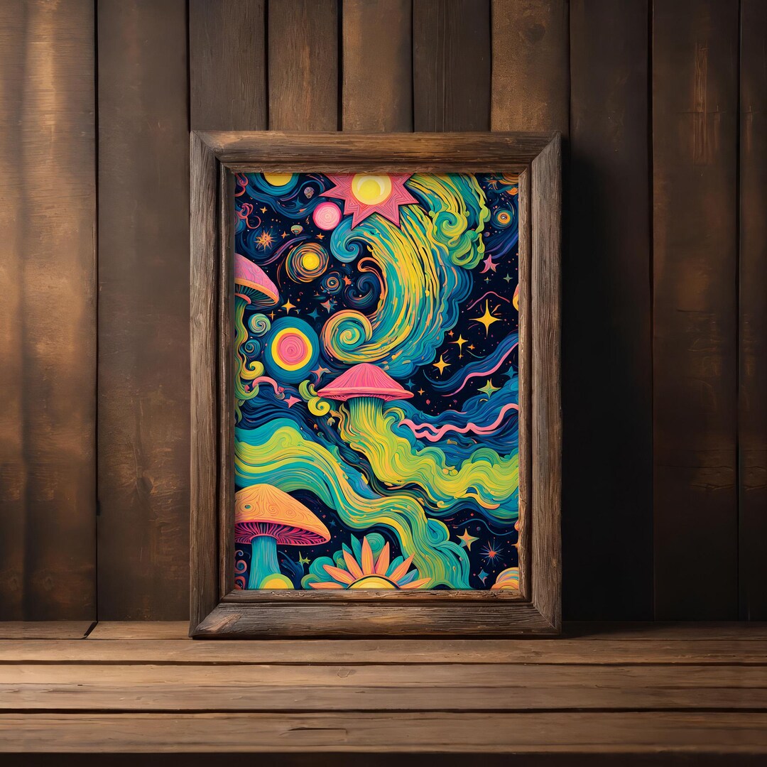 Van Goghs Starry Night in a Psychedelic Style | Printable Digital Wall ...