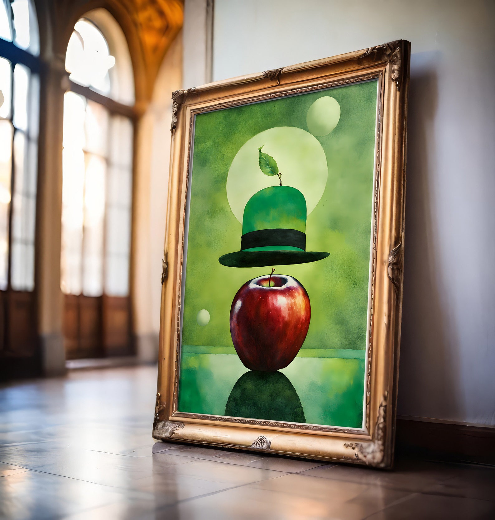 Bowler Hatted Apple Printable Digital Wall Art Eclectic Wall Art ...