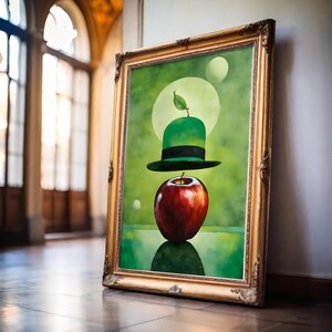 Bowler Hatted Apple Printable Digital Wall Art Eclectic Wall Art ...