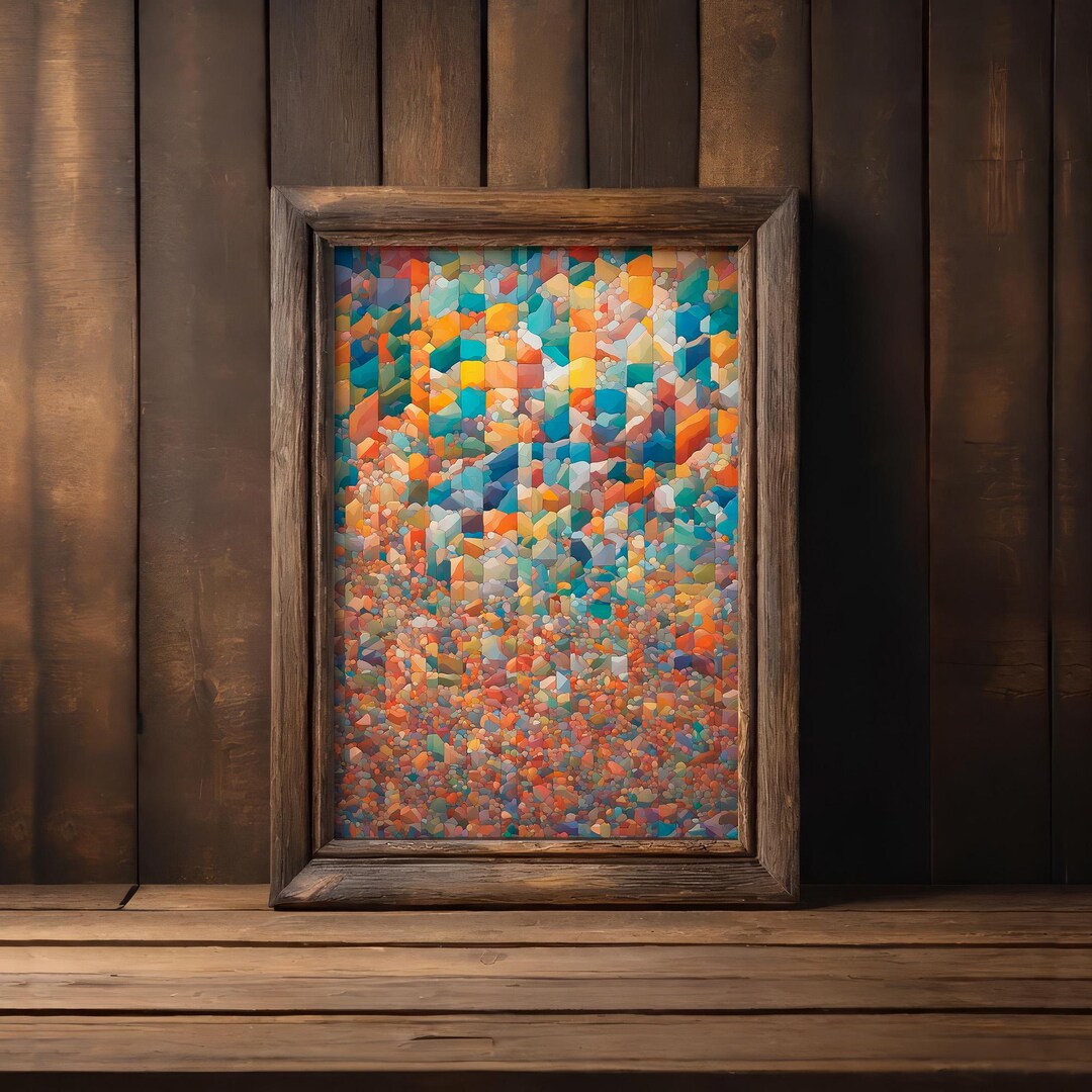 Vibrant Abstract Mosaic Pointillism Wall Art- Nique Abstract Digital ...