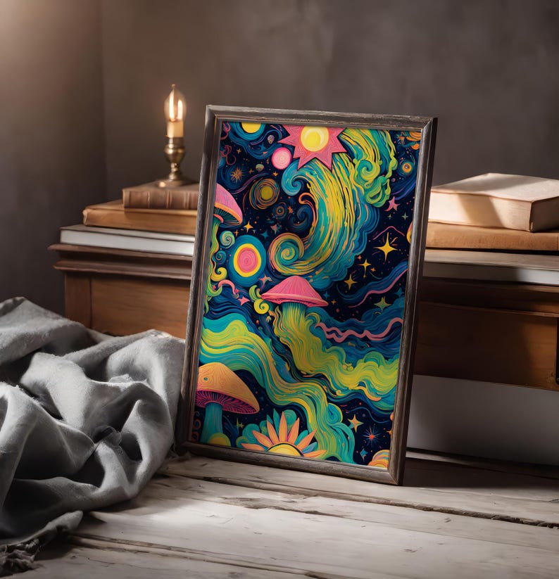Van Goghs Starry Night in a Psychedelic Style | Printable Digital Wall ...