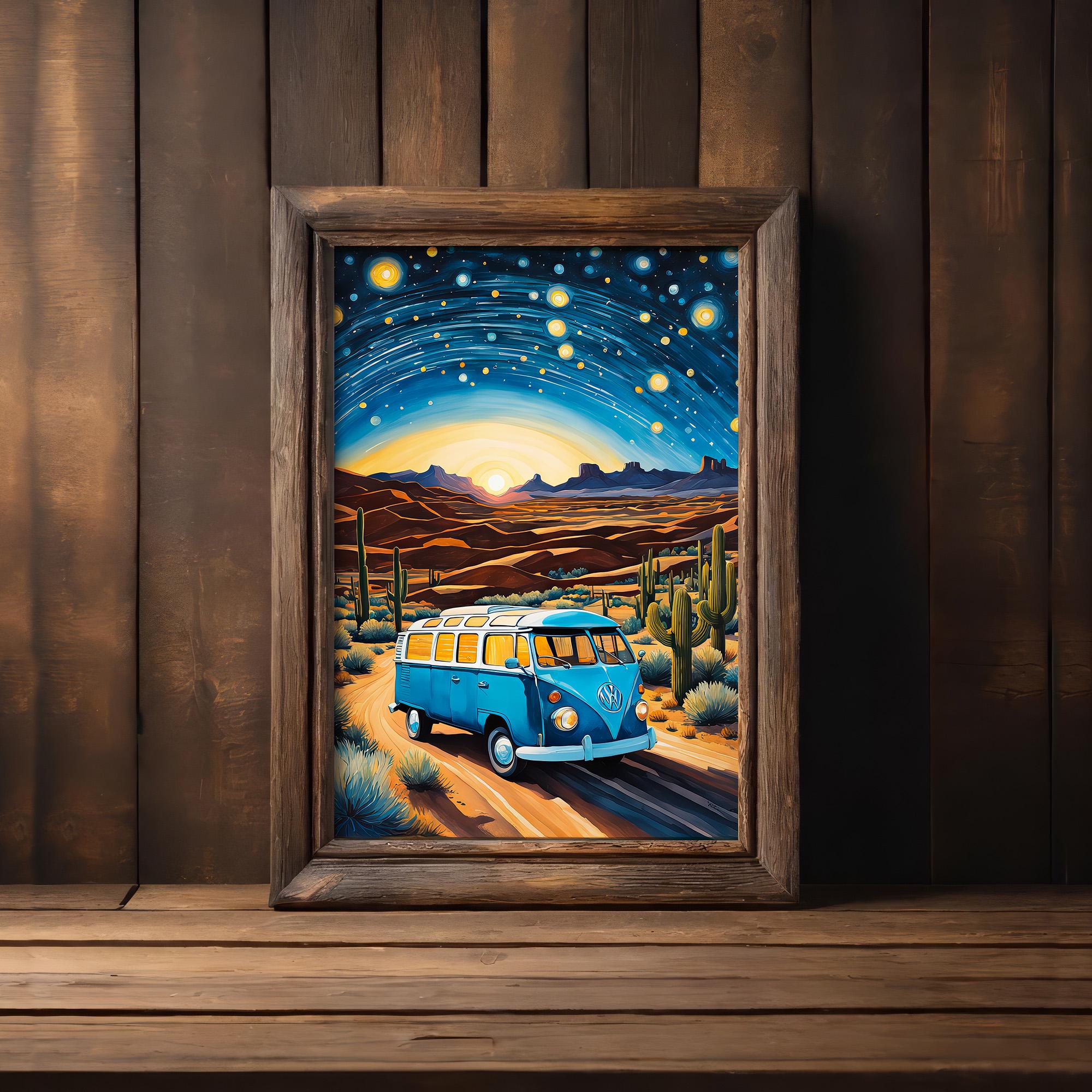 VW Bus and Van Gogh on Desert Planet Printable Wall Art Instant ...