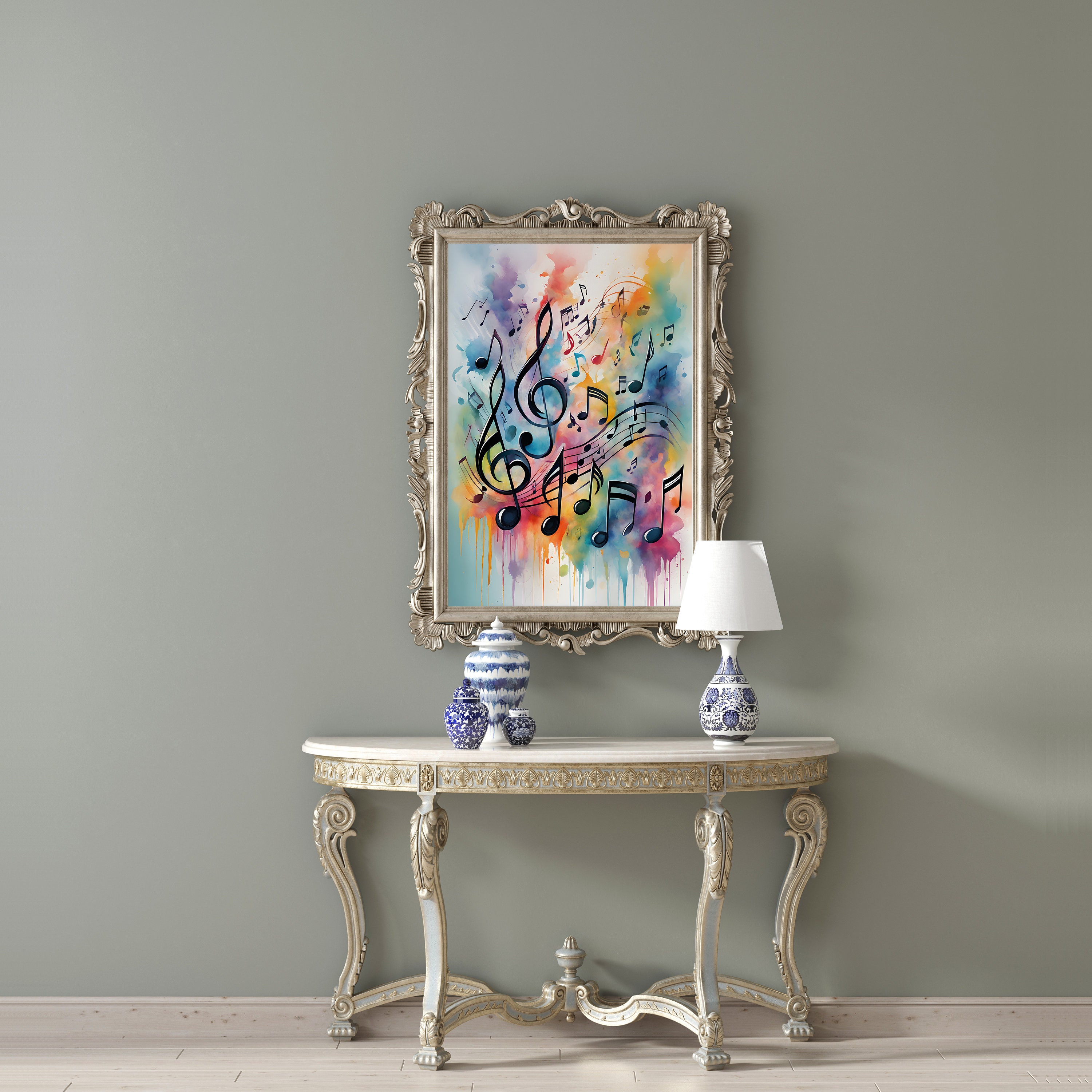 Array of Musical Notes Dancing Printable Digital Wall Art Eclectic Wall ...