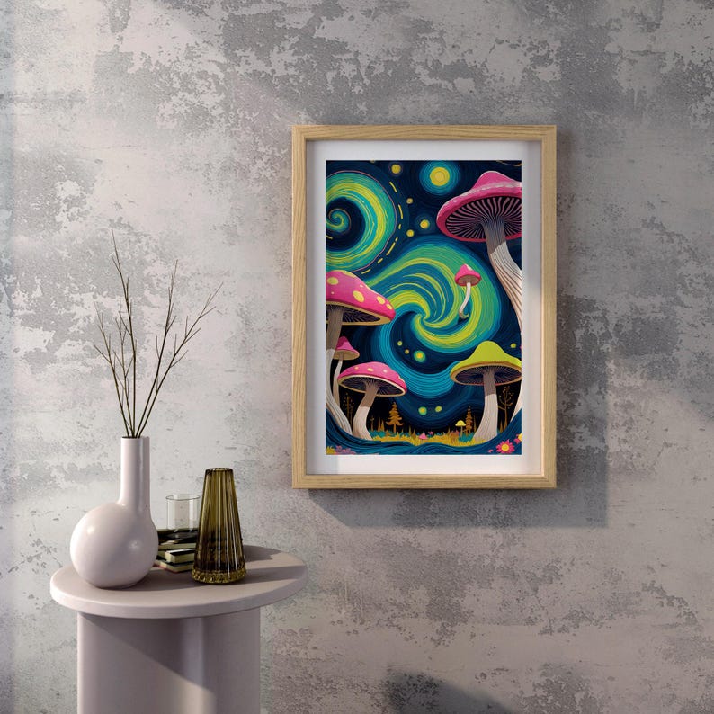 70s Psychedelic Van Gogh Inspired Starry Night Digital Wall Art Print ...