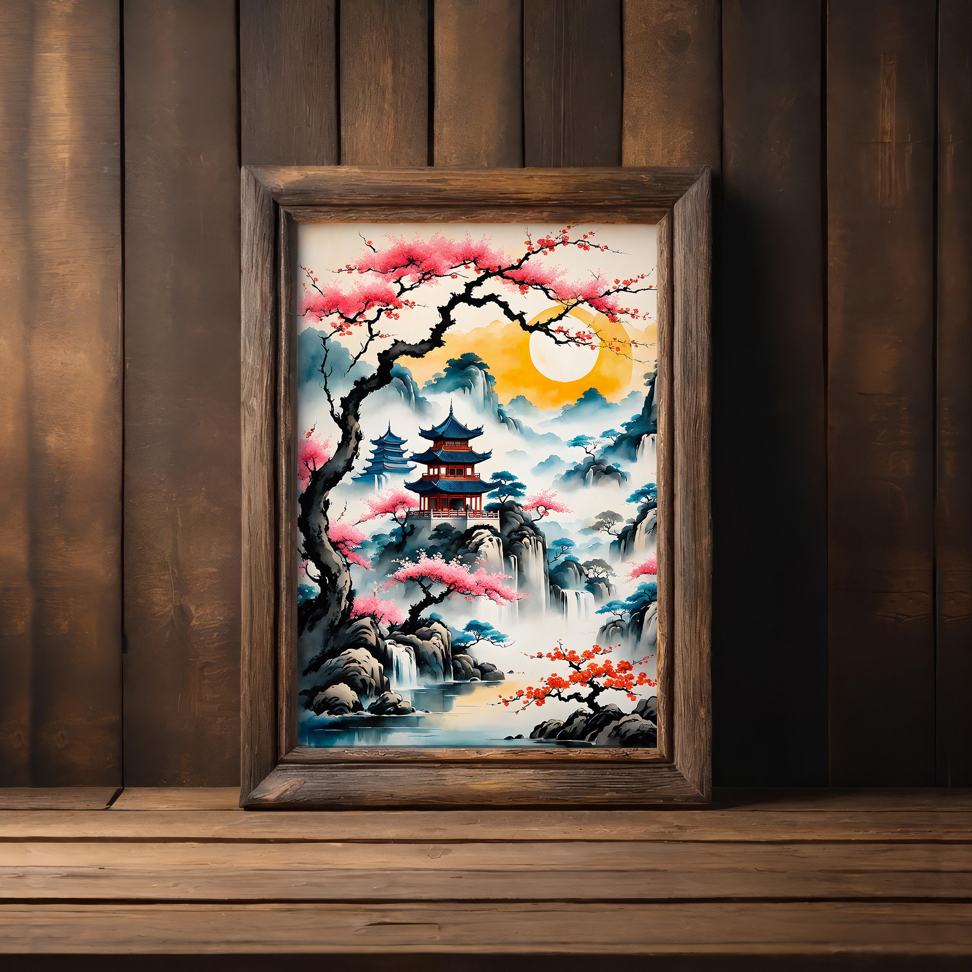 Ancient Chinese Trees Printable Art Instant Download Ink Painting Decor ...