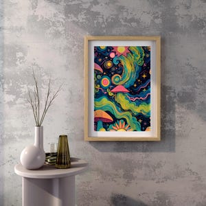 Van Goghs Starry Night in a Psychedelic Style | Printable Digital Wall ...