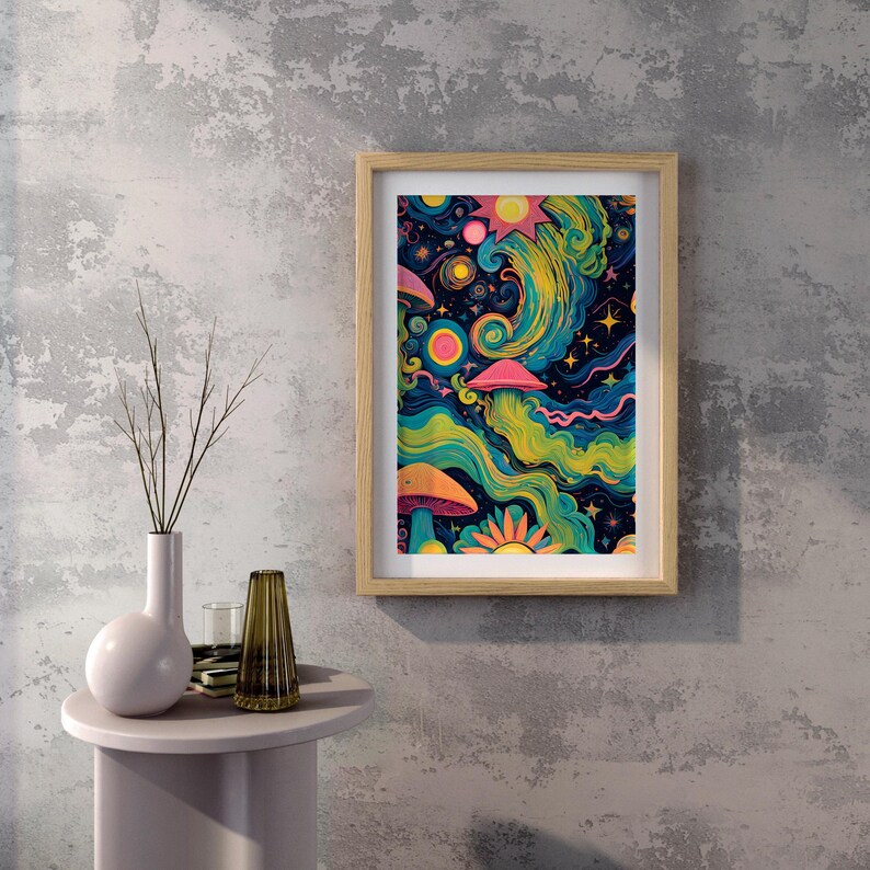 Van Goghs Starry Night in a Psychedelic Style | Printable Digital Wall ...