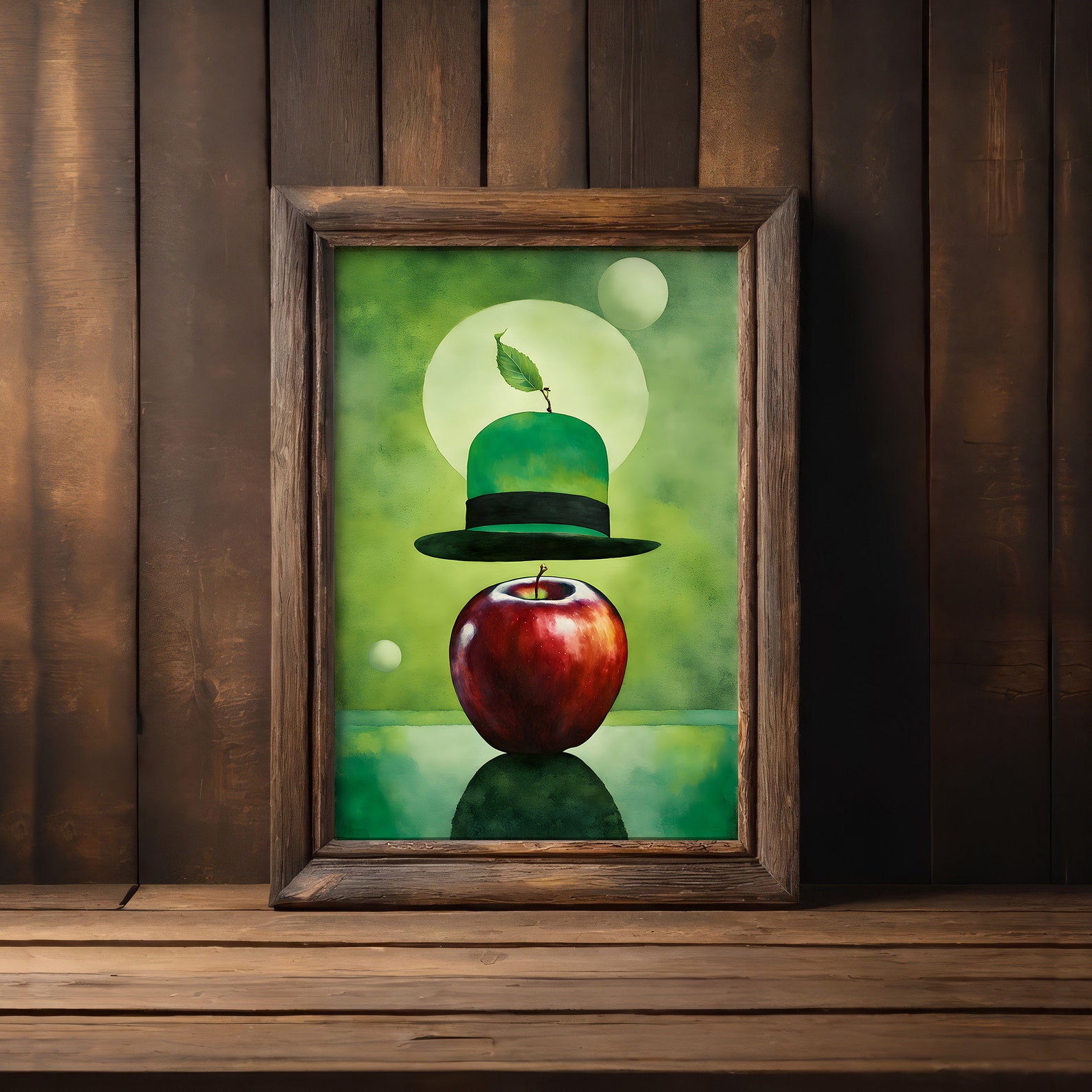 Bowler Hatted Apple Printable Digital Wall Art Eclectic Wall Art ...