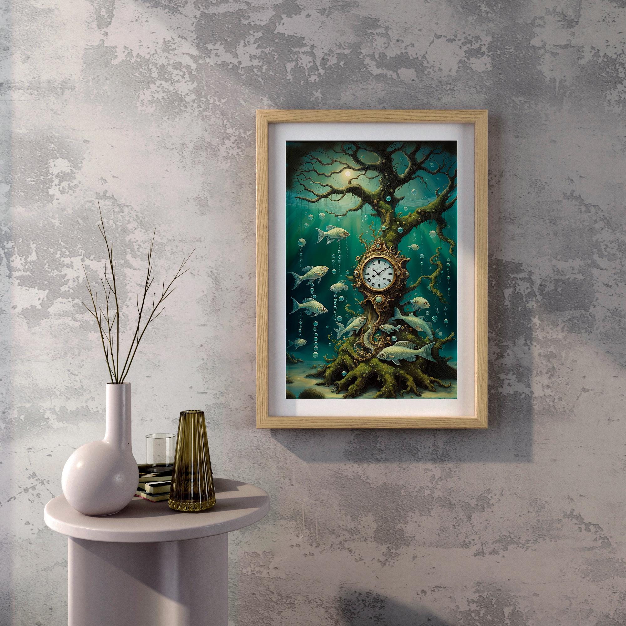 Fish Lover's Printable Wall Decor Featuring Fish and Tree Illustration ...