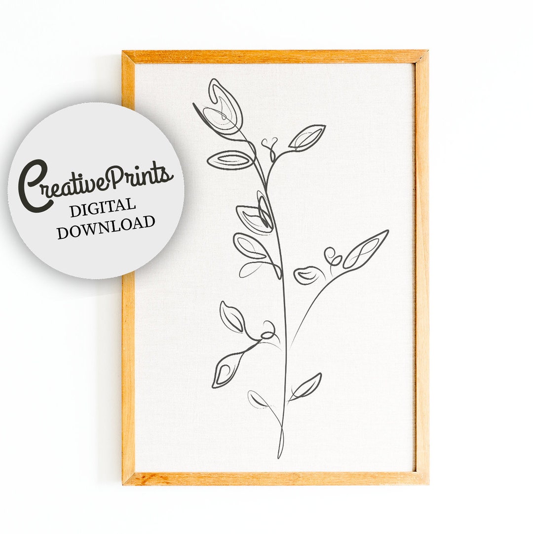 Plant Line Art, Line Drawing Print, Minimalist Plant Printable, Plant ...