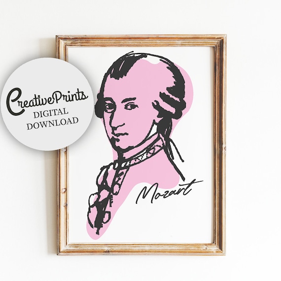 MOZART Print Modern Wolfgang Amadeus Mozart Portrait Digital | Etsy