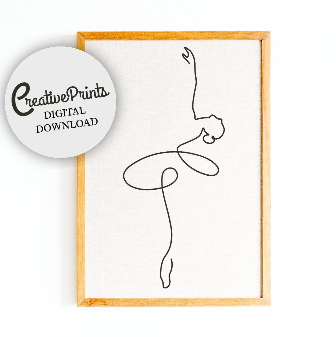 Dancer Line Art, Ballerina Printable Drawing, Female Line Drawing ...