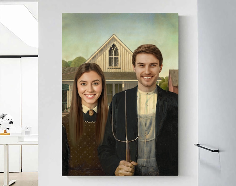 Custom American Gothic Portrait From Your Photo Personalized - Etsy