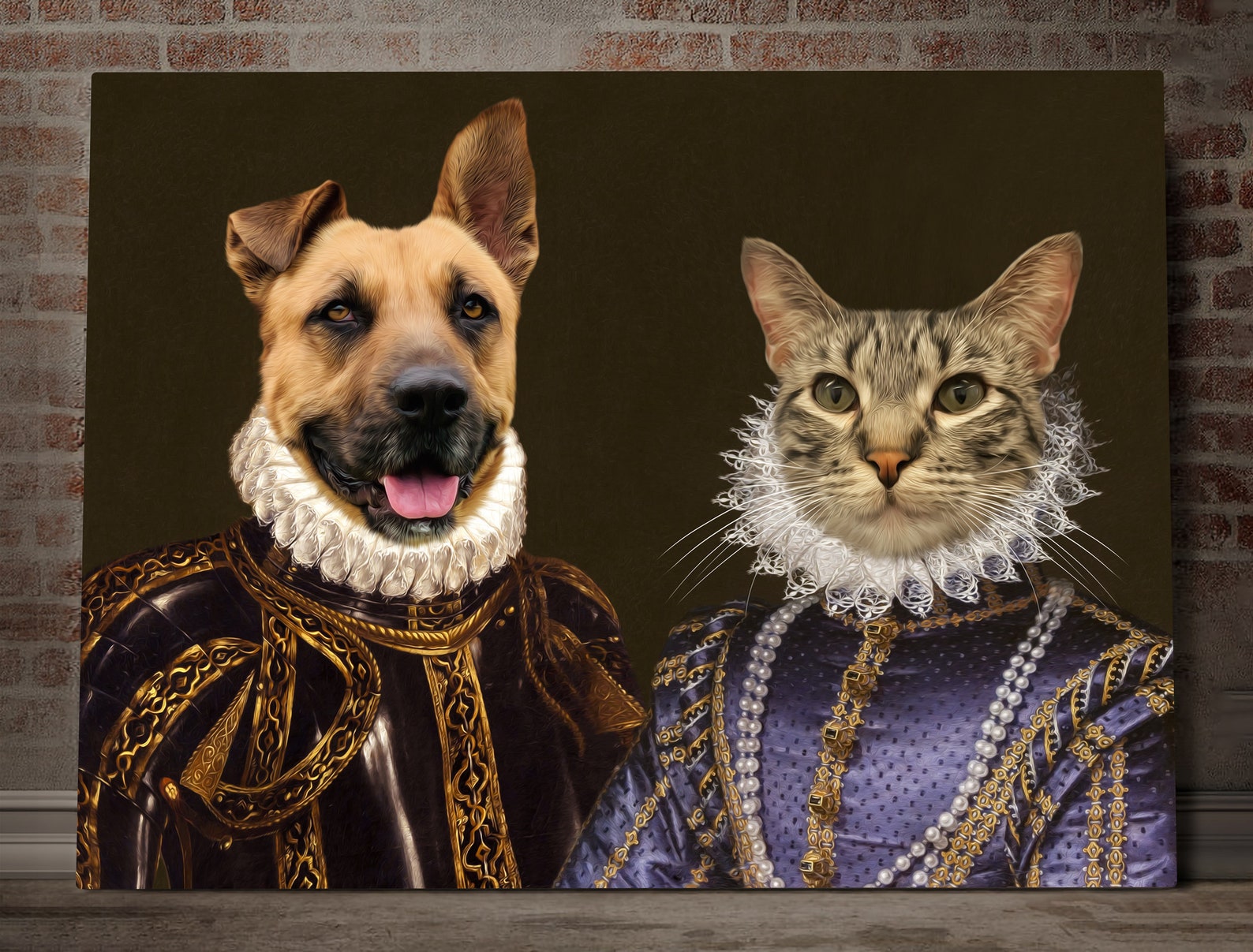 Custom Royal Pet Portrait, Renaissance King and Queen, Two Pets - Etsy