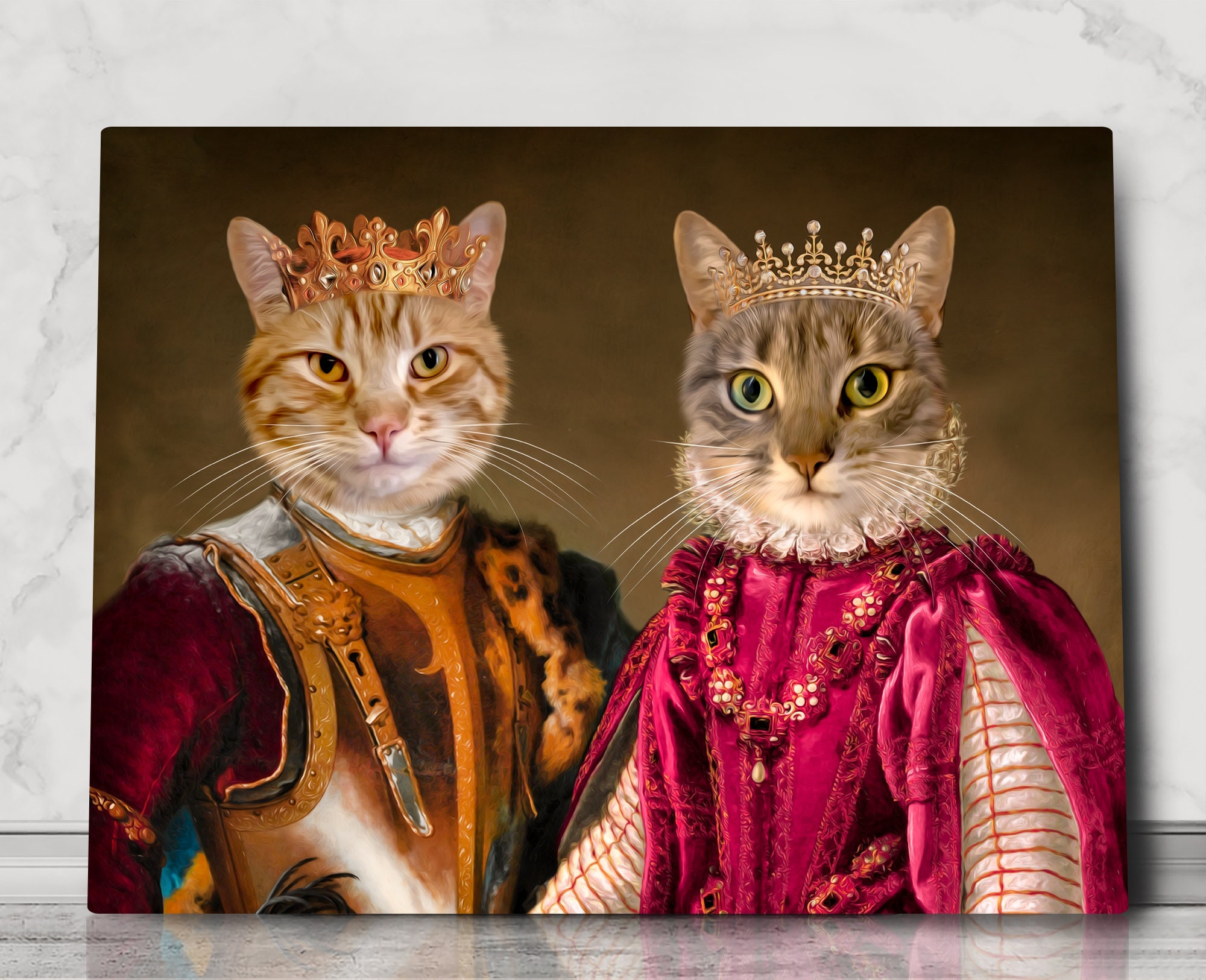 Custom Pet Portrait Royal 2 Pets Portrait Custom Multiple - Etsy