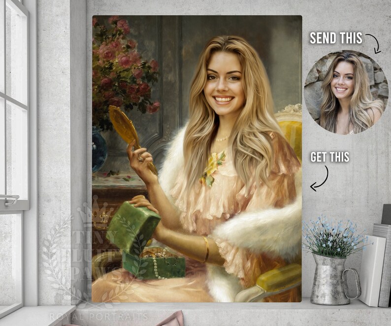 Custom Human Portrait Royal Woman Portrait Mothers Day Gift | Etsy