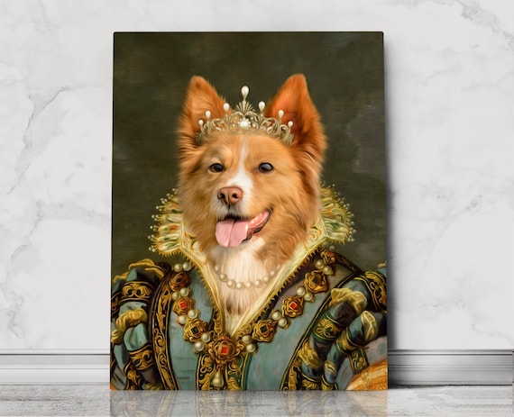Royal Pet Portrait Royal Pet Queen King Dog Art Custom Pet | Etsy UK