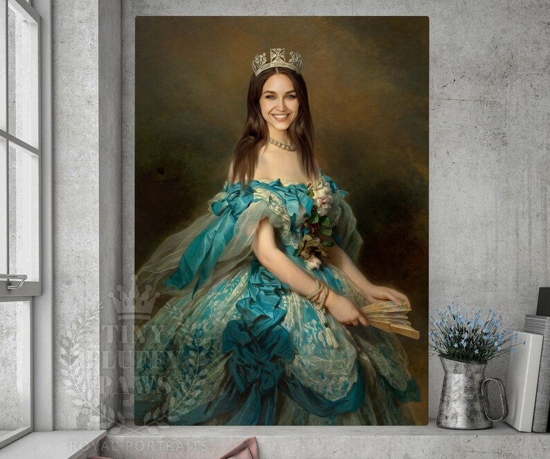 Custom Human Portrait Royal Woman Portrait Mothers Day Gift | Etsy