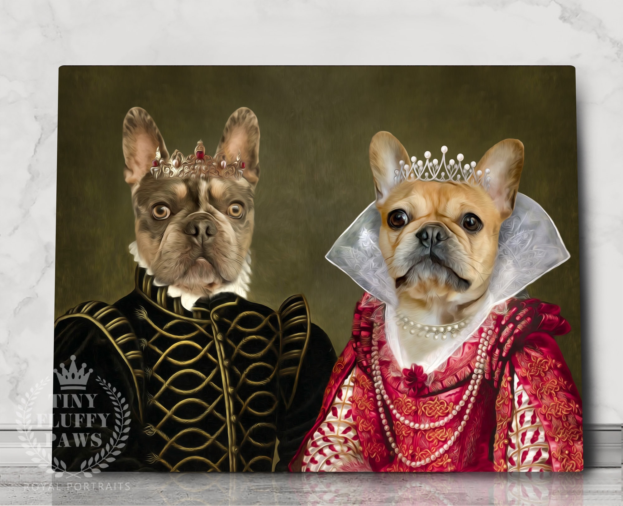 American Gothic Multiple Pet Portrait 2 Dogs in One Portrait | Etsy