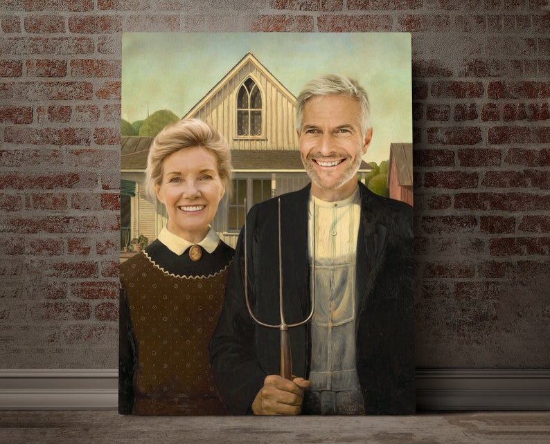 Custom American Gothic Portrait From Your Photo Personalized - Etsy